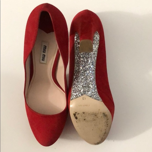 Miu Miu | Shoes | Authentic Miu Miu Beautiful Suede Red Shoes | Poshmark